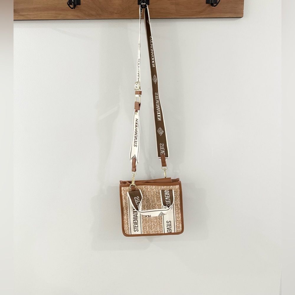 Steve Madden Bwebber Canvas Crossbody Brown & Beige - Gem